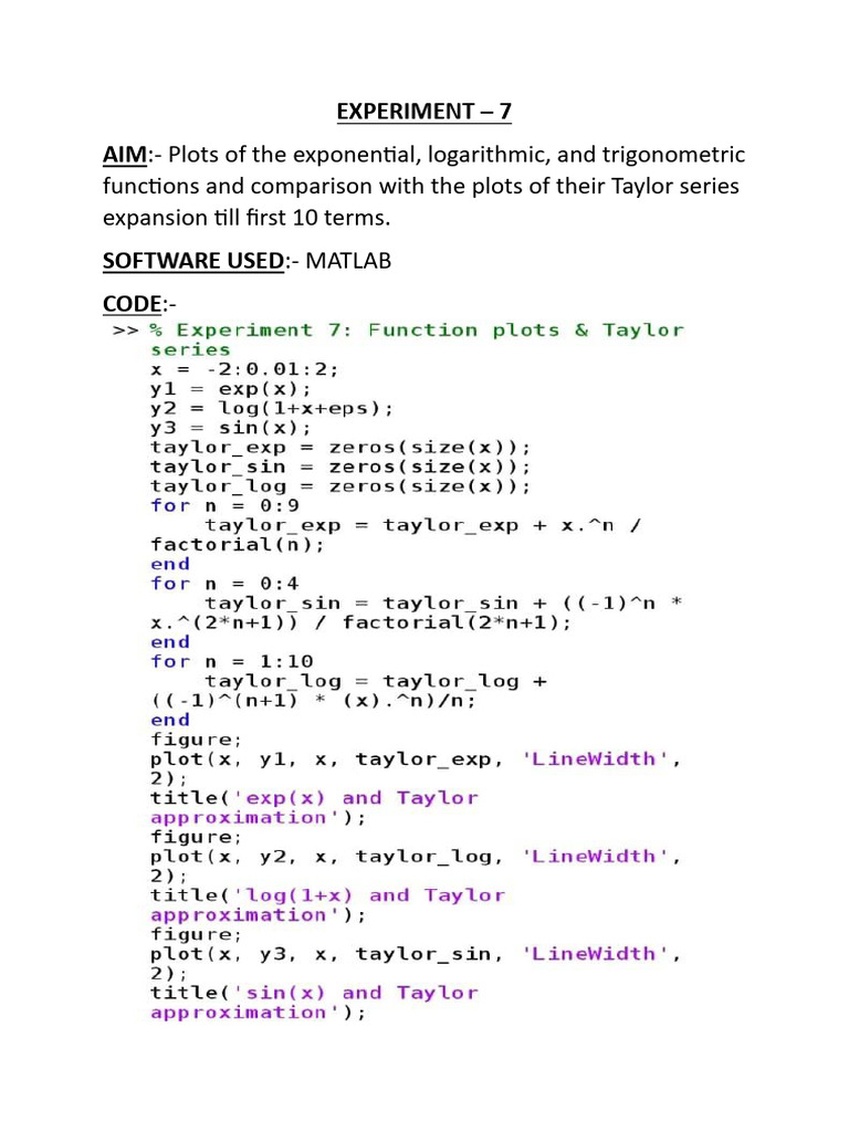 Exponential & Trigonometric Function Plots | PDF