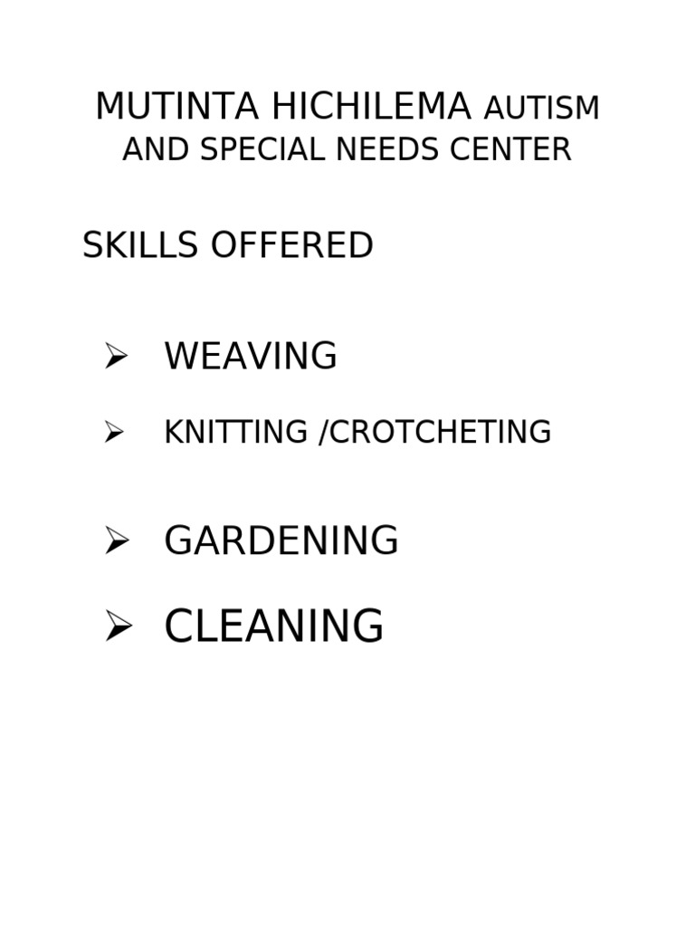 Mutinta Hichilema Autism and Special Needs Center | PDF