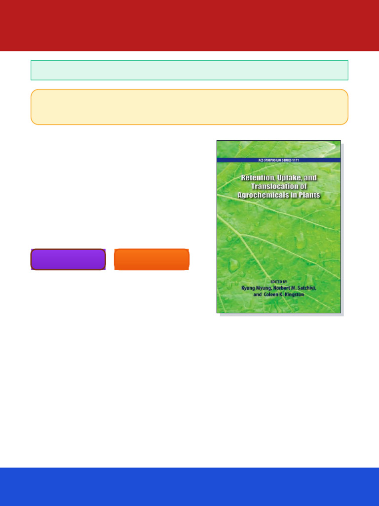 Retention uptake and translocation of agrochemicals in plants 1st ...