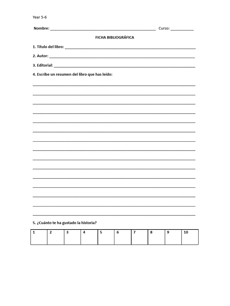 Plantilla Resumen Del Libro Year 5-6 (1) | PDF | Ajedrez