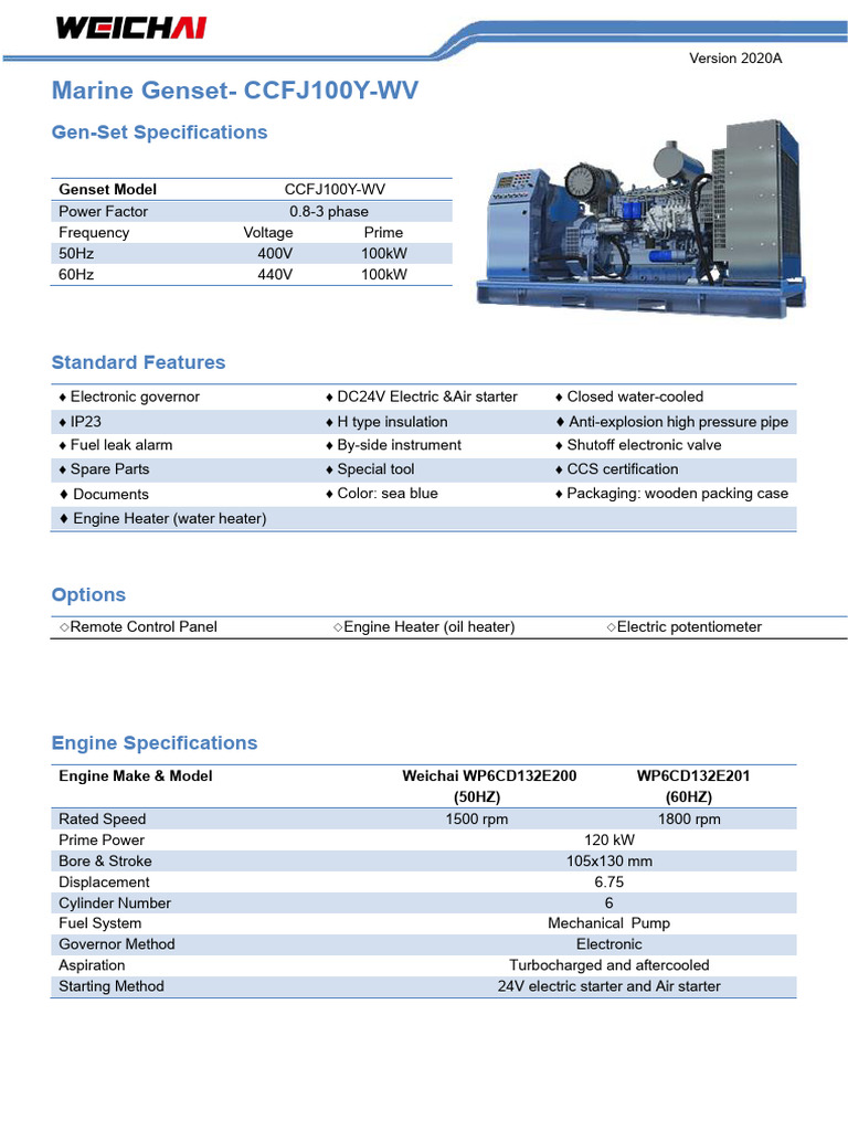 Ega Wp6 Ccfj100y-Wv 125 Kva Stamford | PDF | Engines | Machines