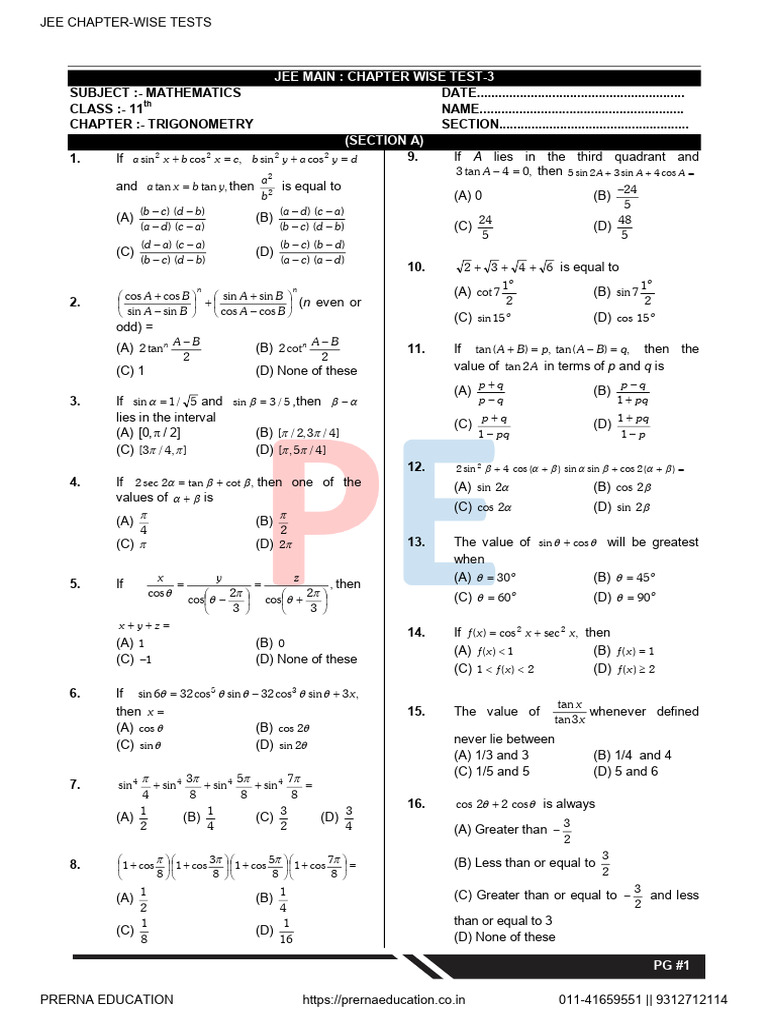 3 Trigonometry Question | PDF | Elementary Mathematics | Euclidean Geometry
