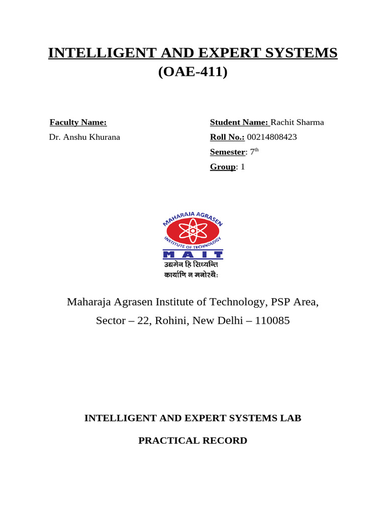 Intelligent and Expert Systems | PDF