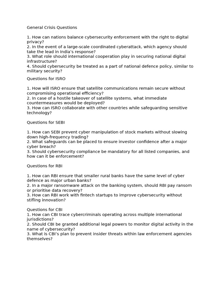 Key Cybersecurity Questions for India | PDF