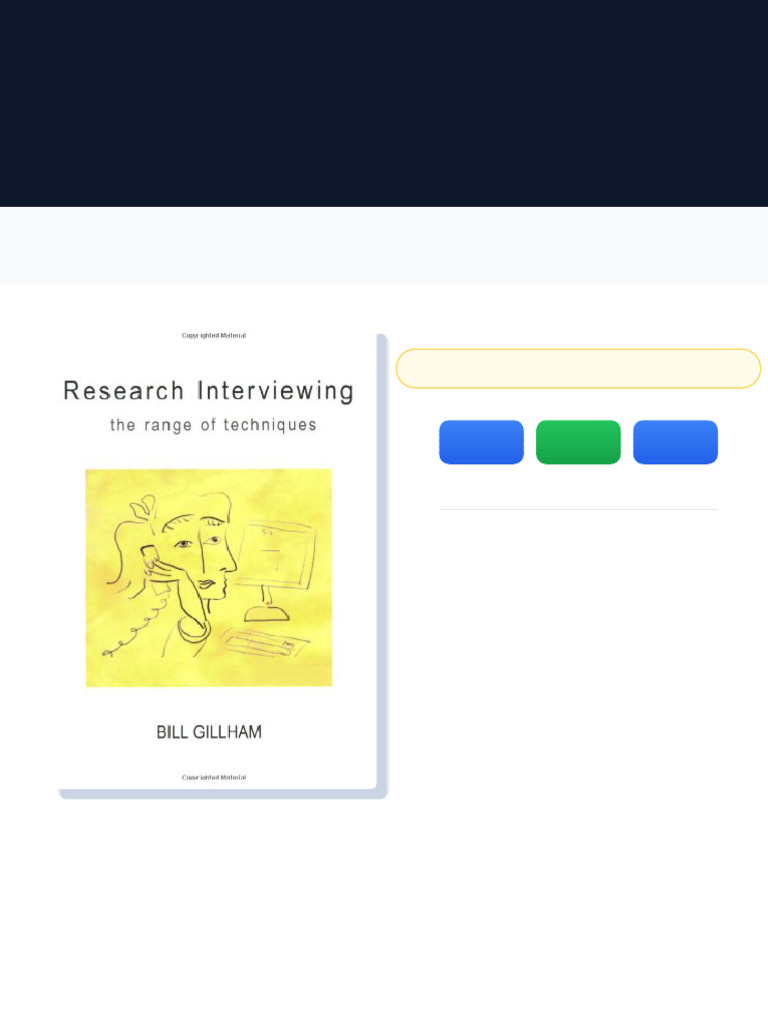 Research Interviewing The Range of Techniques 1st Edition Bill Gillham ...
