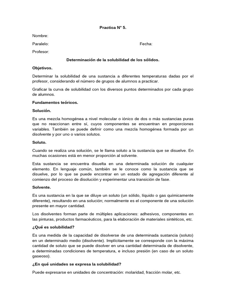 Solubilidad de Sólidos y Temperatura | PDF | Solubilidad | Solvente