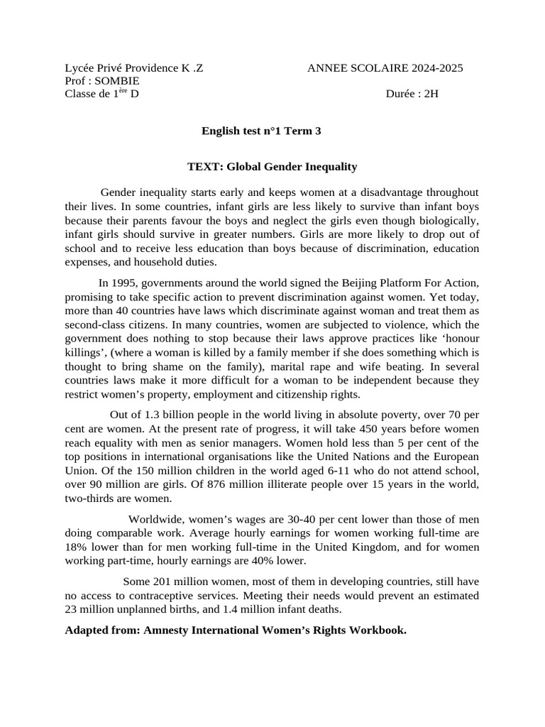 Gender Inequality: Causes and Consequences | PDF | Woman | Gender Studies