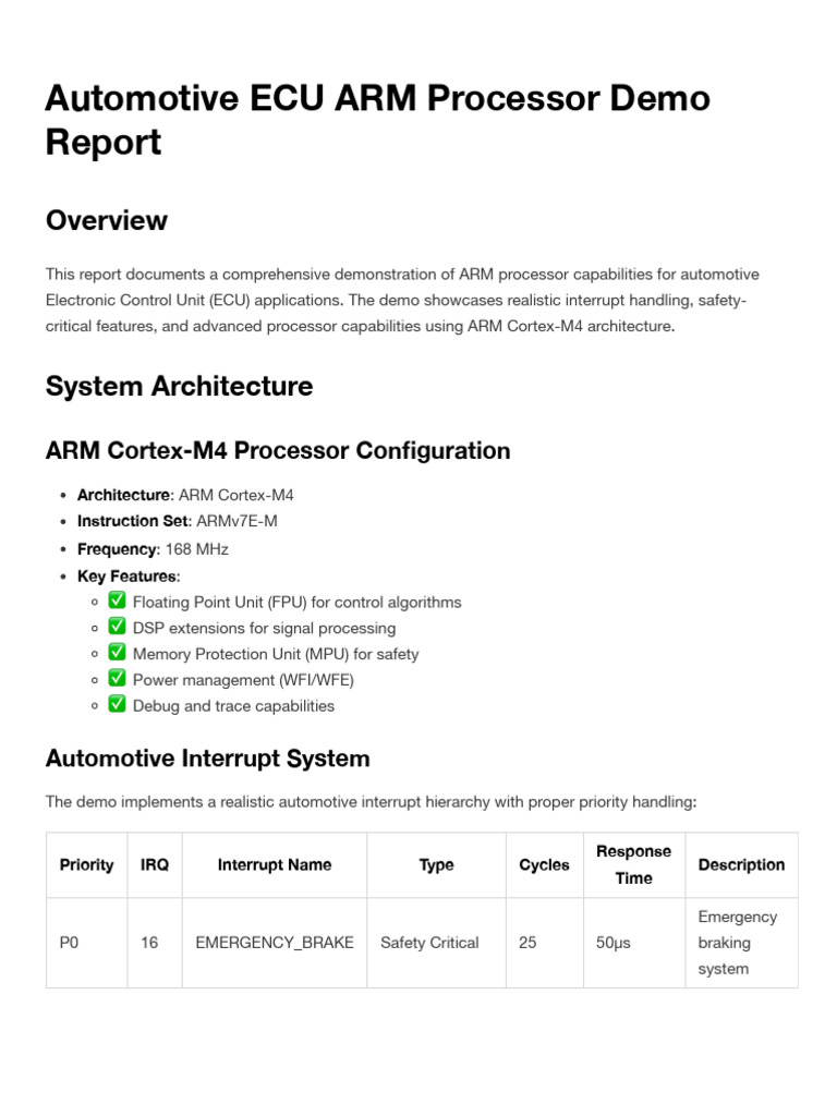 ARM Cortex-M4 Automotive ECU Demo | PDF | Error Detection And ...