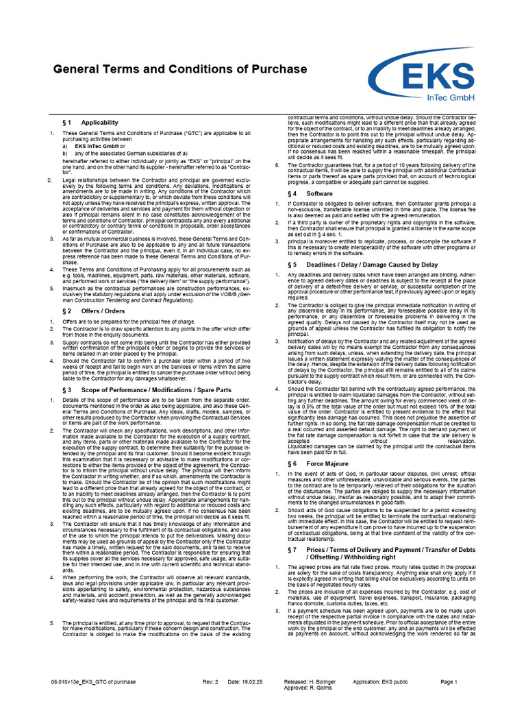 General Terms of Purchase Agreement | PDF | Indemnity | Insurance