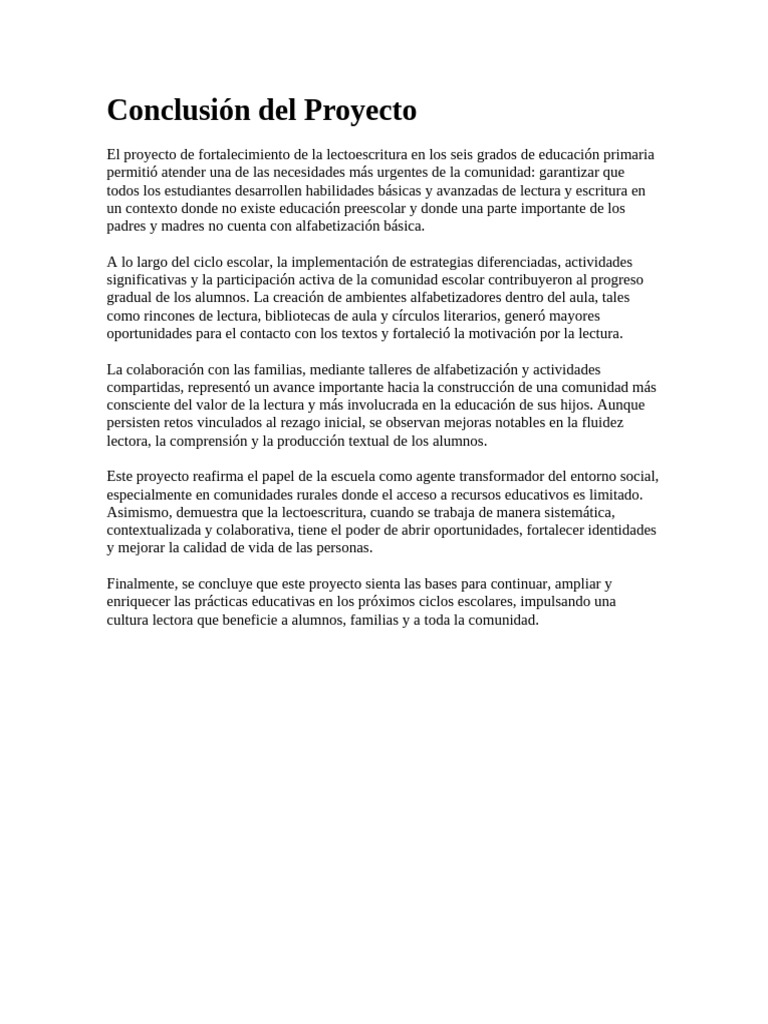 Conclusión Del Proyecto | PDF