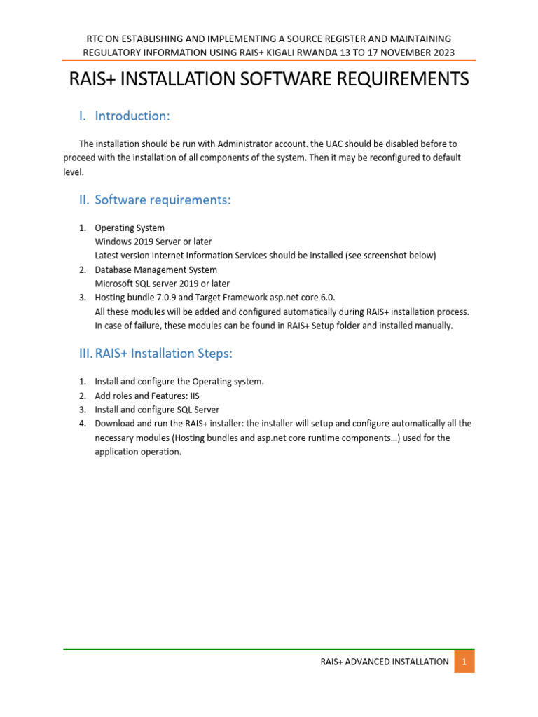 RAIS+ Advanced Installation | PDF | Windows Registry | Microsoft Sql Server