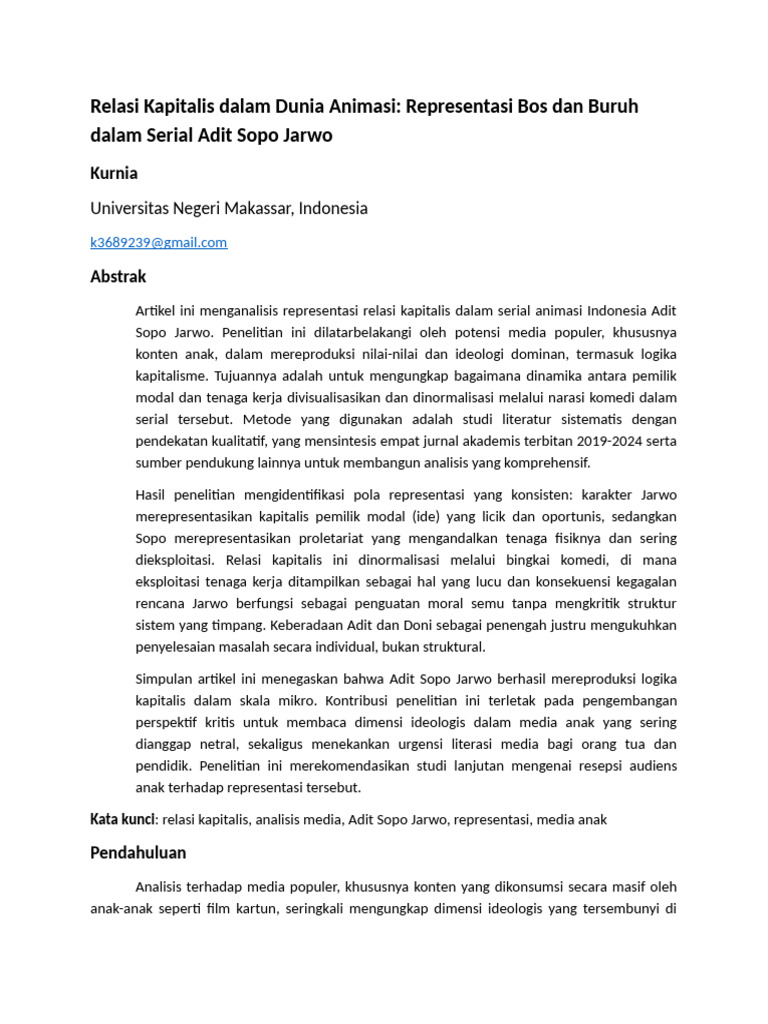 Relasi Kapitalis dalam Adit Sopo Jarwo | PDF