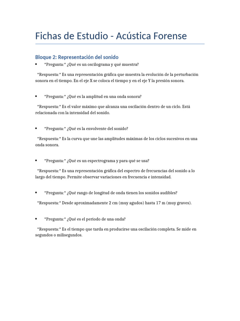 Fichas de Estudio en Acústica Forense | PDF