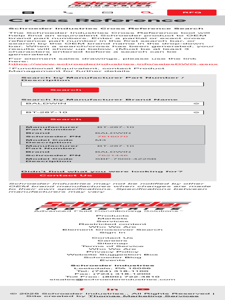 Cross Reference - Schroeder Industries | PDF