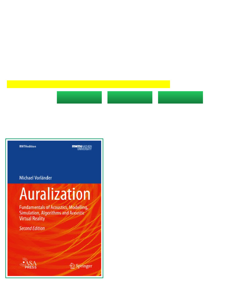 (Ebook) Auralization: Fundamentals of Acoustics, Modelling, Simulation ...