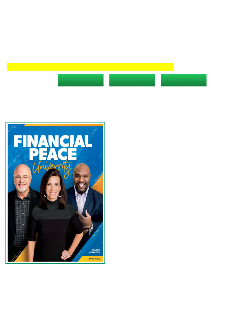 Financial Peace University Member Workbook 2nd Edition Dave Ramsey ...