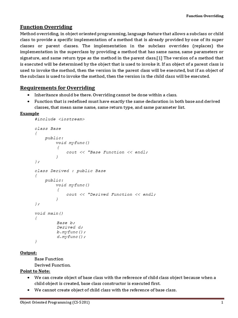 [Function Overriding] | PDF | Inheritance (Object Oriented Programming ...