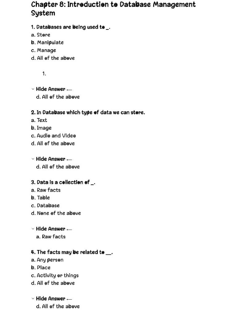 IT Database Management System MCQS | PDF