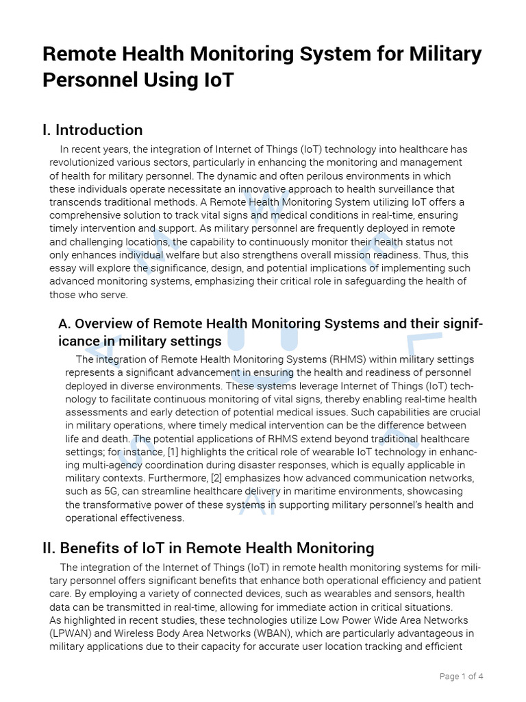 Remote Health Monitoring System For Military Personnel Using Iot | PDF ...