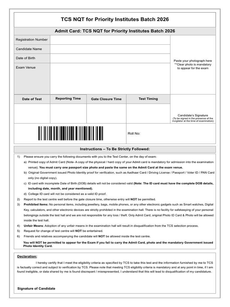 Admit Card | PDF | Identity Document | Authentication