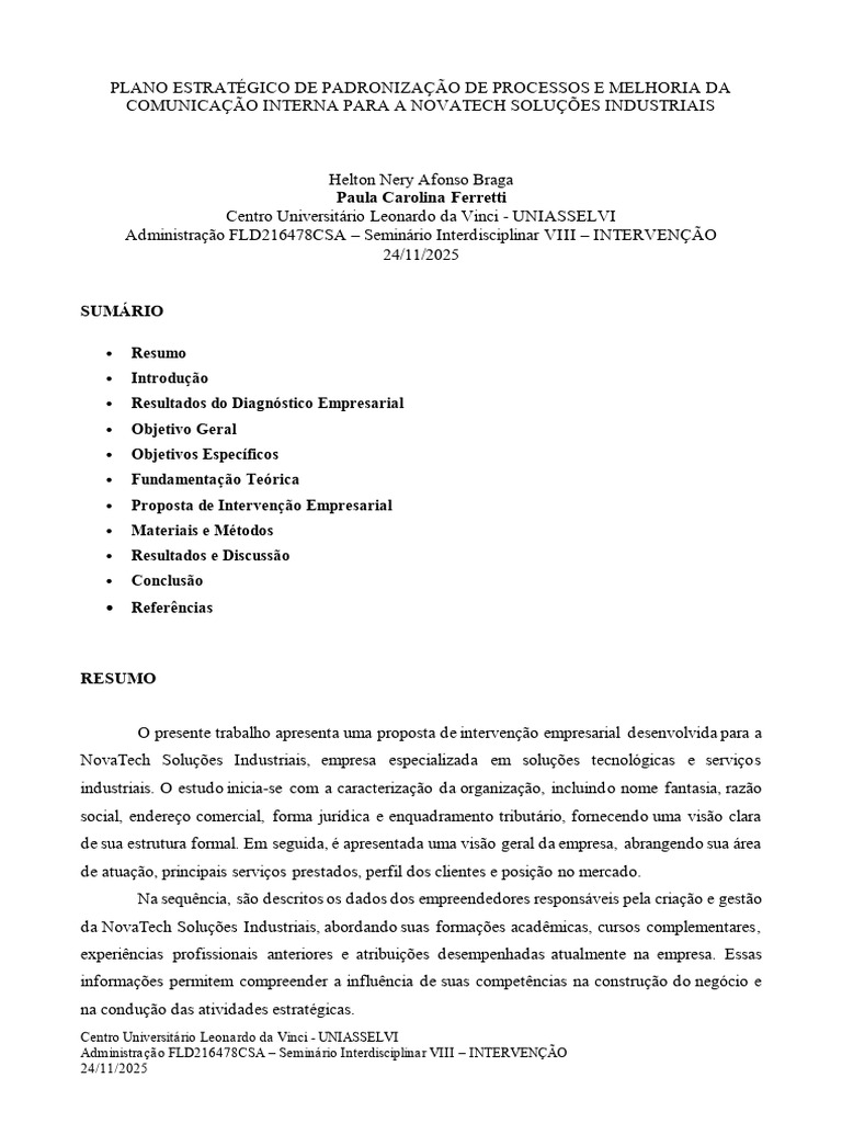 Seminario Intervenção Helton Nery Afonso Braga | PDF | Comunicação ...