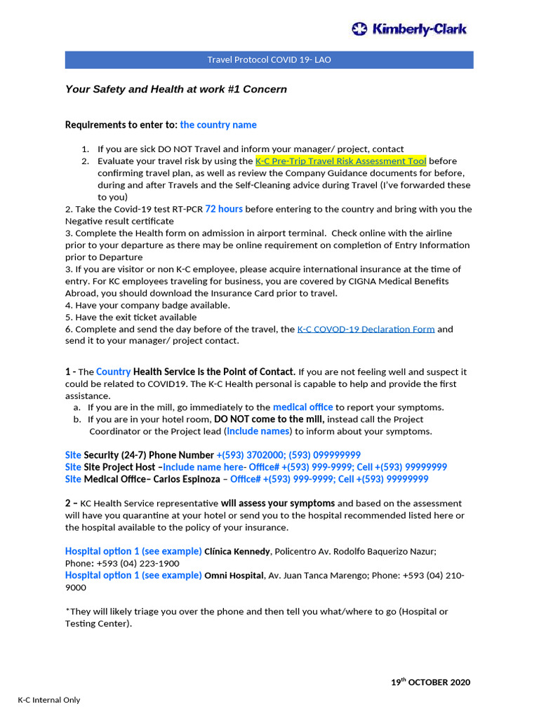 Travel Protocol - COVID 19 - LAO | PDF | Personal Protective Equipment ...