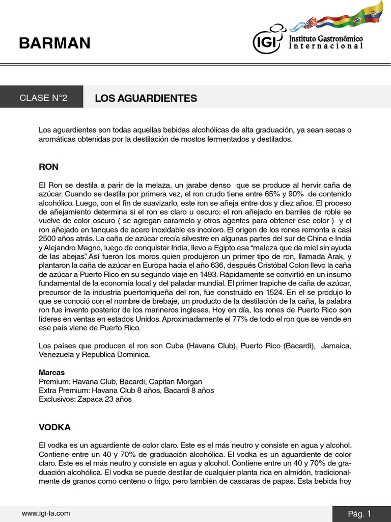 Barman - Clase 2 | PDF | Ron | Vodka