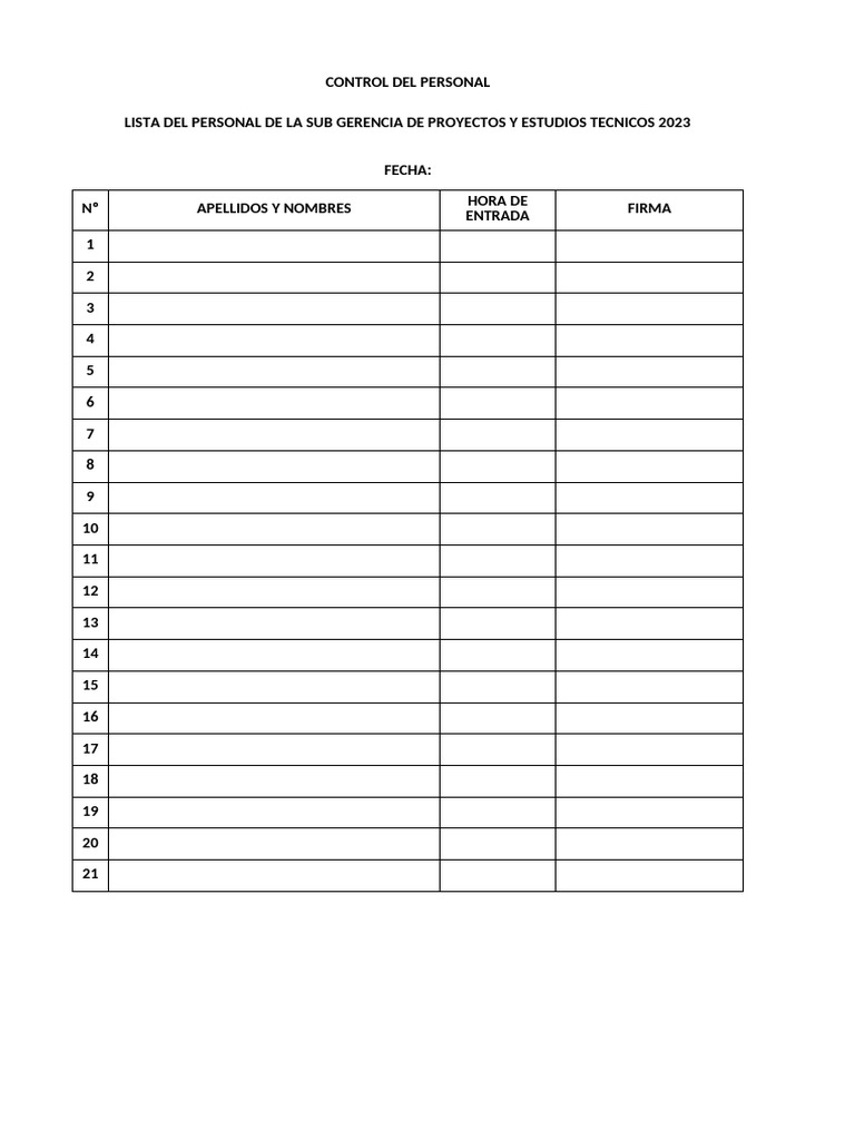 Control de Personal | PDF