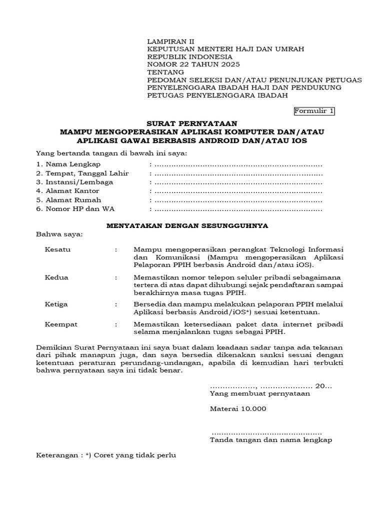 Contoh Surat Pernyataan-Operasi Komputer | PDF