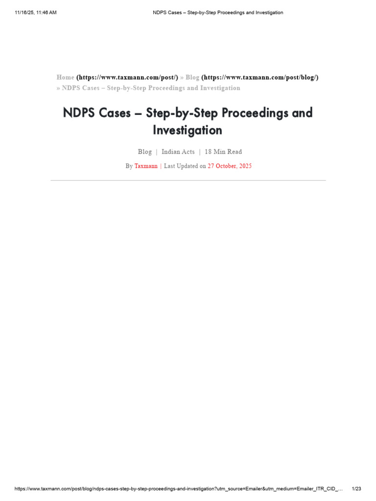 NDPS Cases - Step-By-Step Proceedings and Investigation | PDF | Search ...