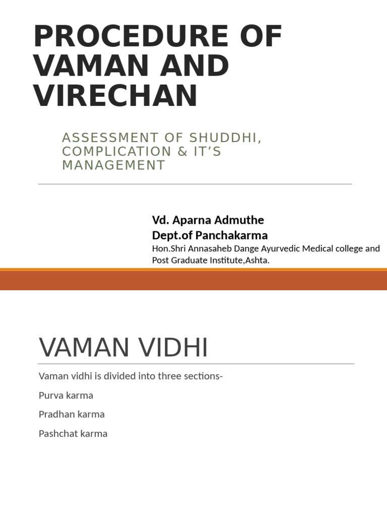 Procedure of Vaman and Virechan | PDF
