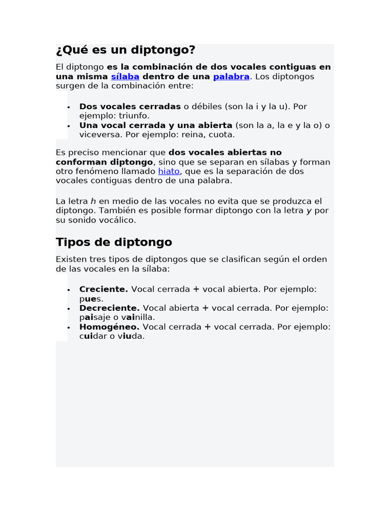 Definición y tipos de diptongo | PDF