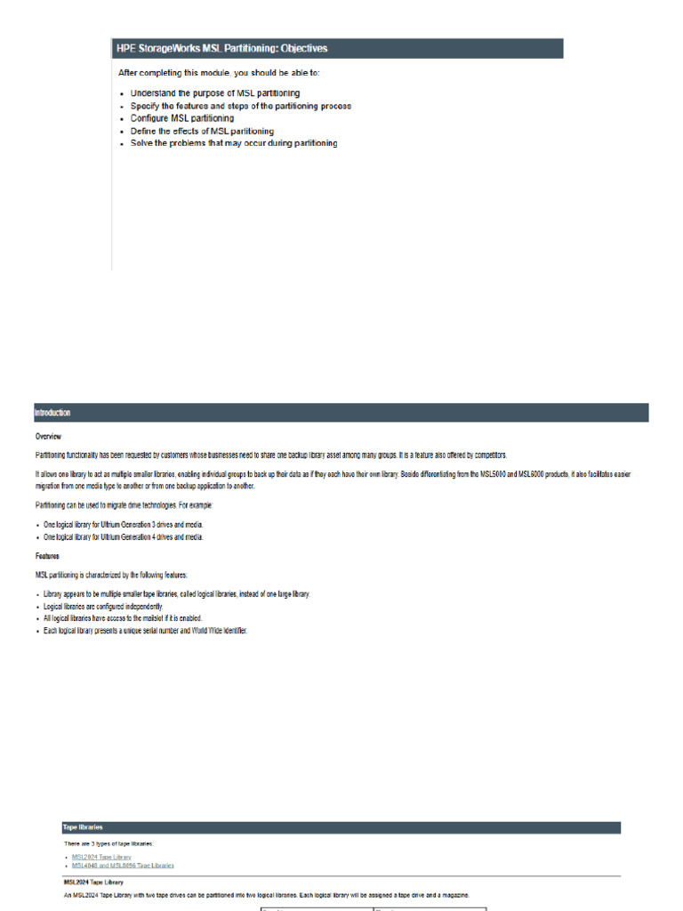 HPE MSL Partitioning | PDF