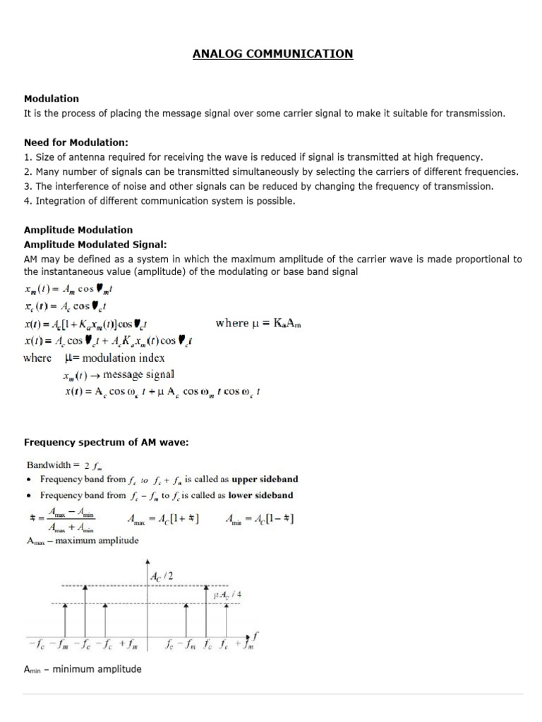8 (D) - Analog-Communication Systems-Short-Notes | PDF | Detector (Radio) | Electronics