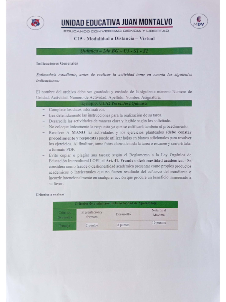 U3.A1,S1yS2.Ortencia.villa.química | PDF