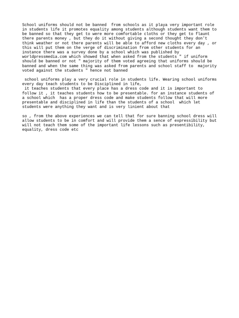 School Uniforms Should Be Banned | PDF