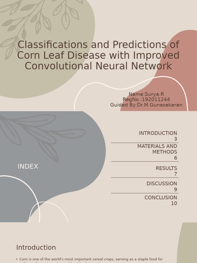 Classifications and Predictions of Corn Leaf Disease | PDF | Support Vector Machine | Machine ...