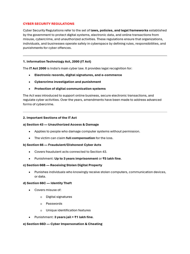 Overview of Cyber Security Regulations | PDF | Security | Computer Security
