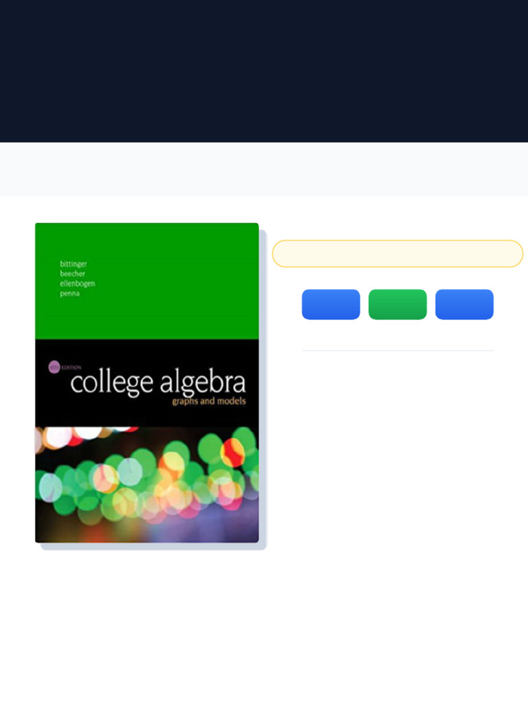 Test Bank for College Algebra Graphs and Models 6th Edition by ...