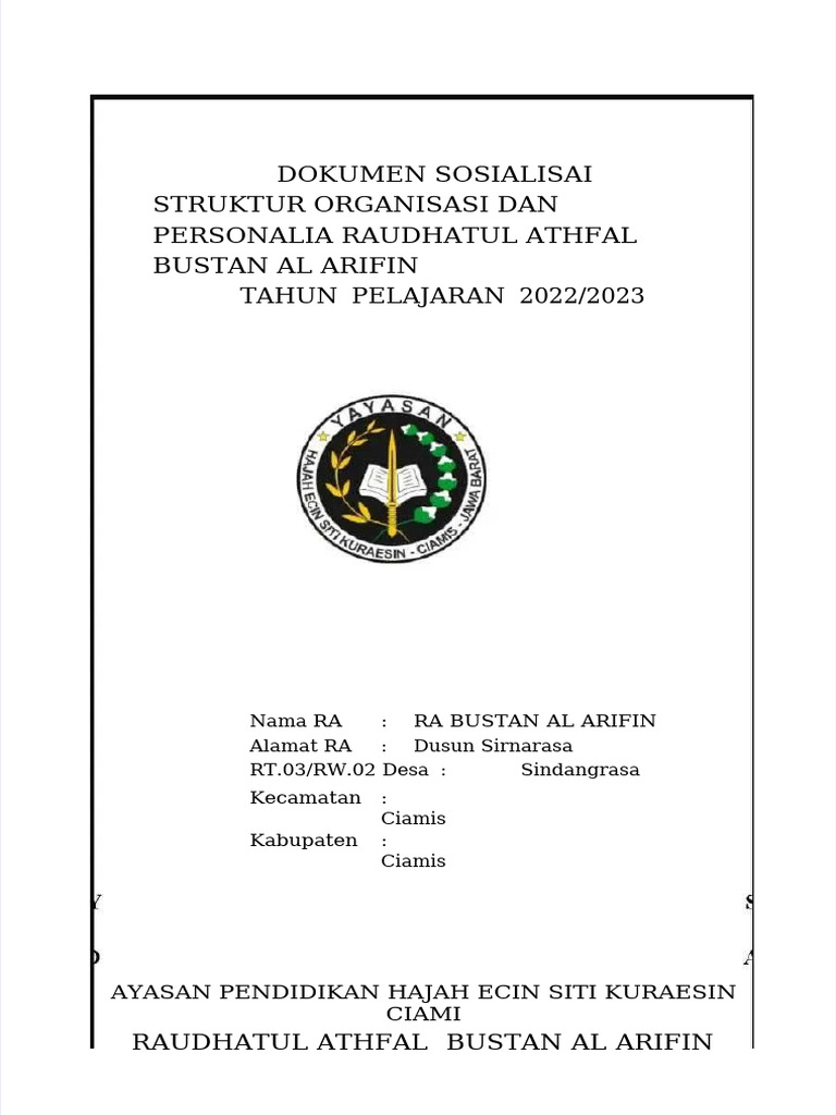 Rapat Sosialisasi Struktur RA Bustan Al Arifin | PDF
