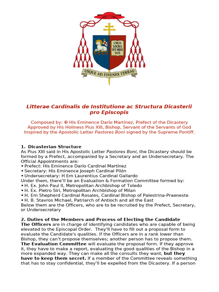 Dicastery Structure and Election Process | PDF