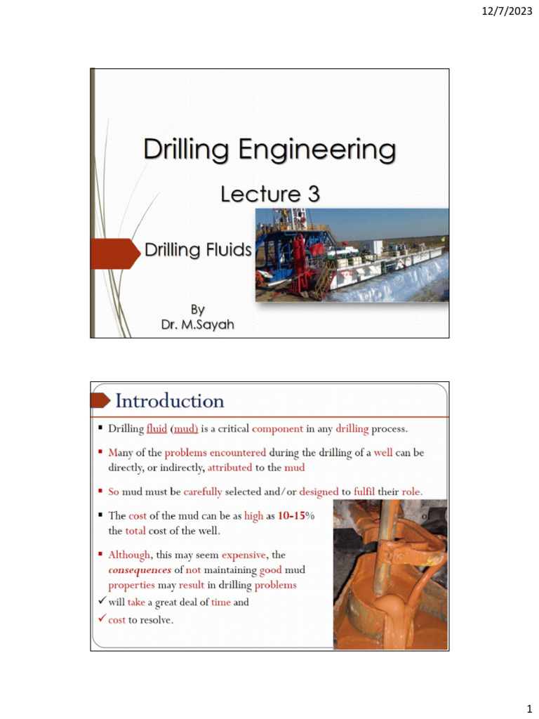 De - L 3 - Drilling Fluids - MS - Fall 2023 | PDF