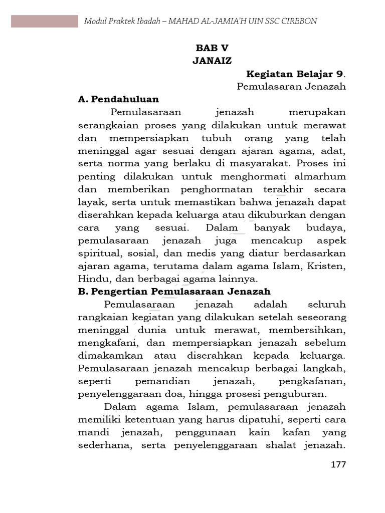 Materi Janaiz (Pemulasaraan Jenazah) | PDF