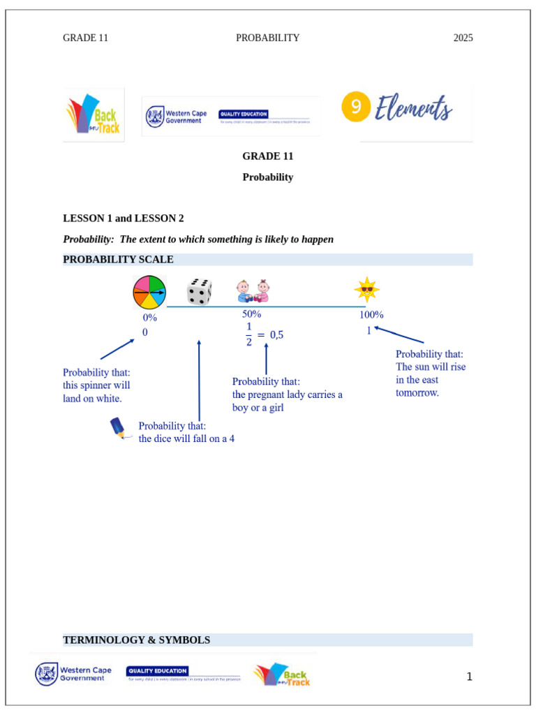 Gr11 Bot Probability - Learner Notes | PDF | Probability | Probability ...