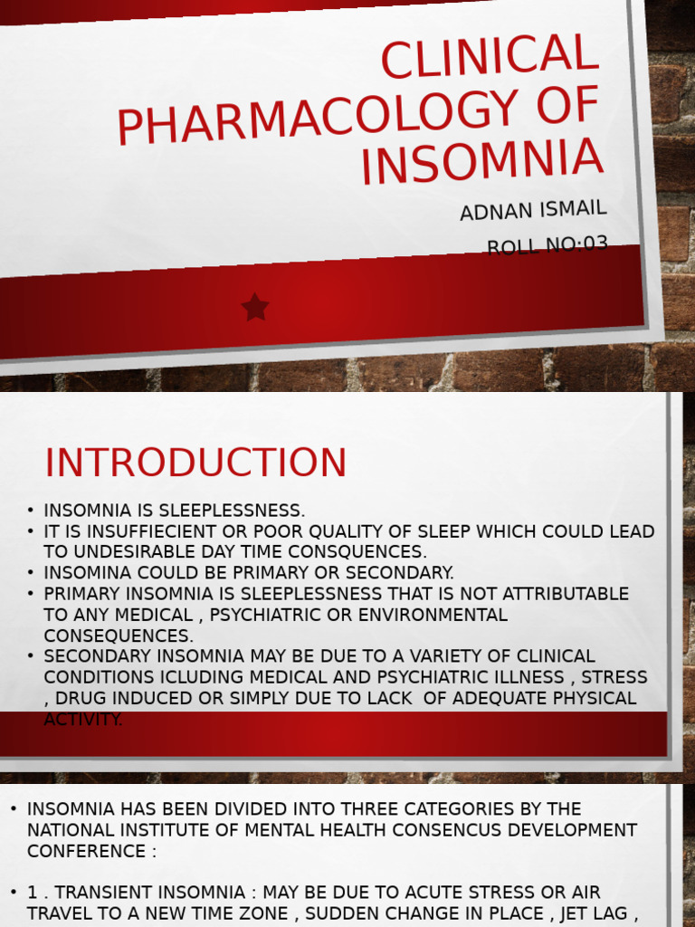 Clinical Pharmacology of Insomnia | PDF | Insomnia | Physiology