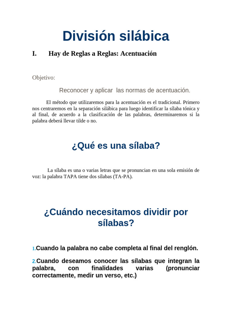 División Silábica Y Clasificacion | PDF | Sílaba | Vocal