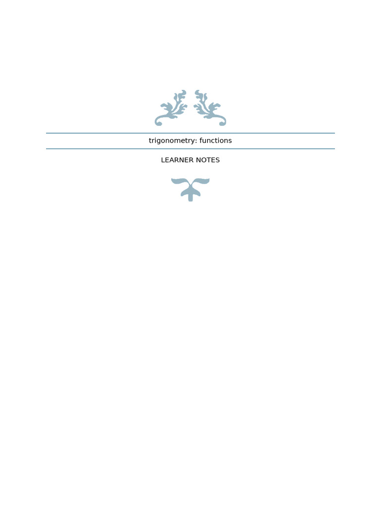 Learner Notes - Grade 11 Trig Functions | PDF