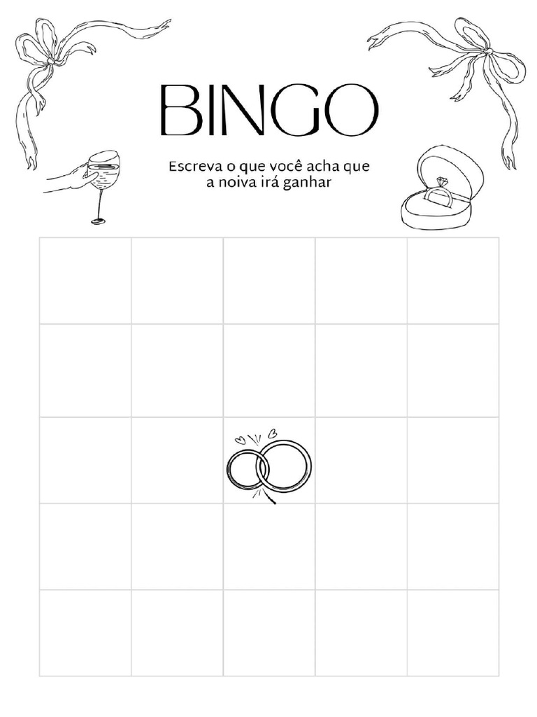 Black and White Illustrated Find a Guest Bingo Card | PDF