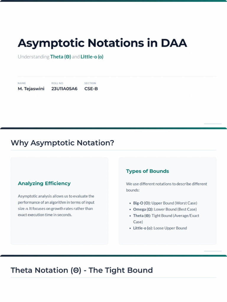 Theta and Little-O Notation in DAA | PDF