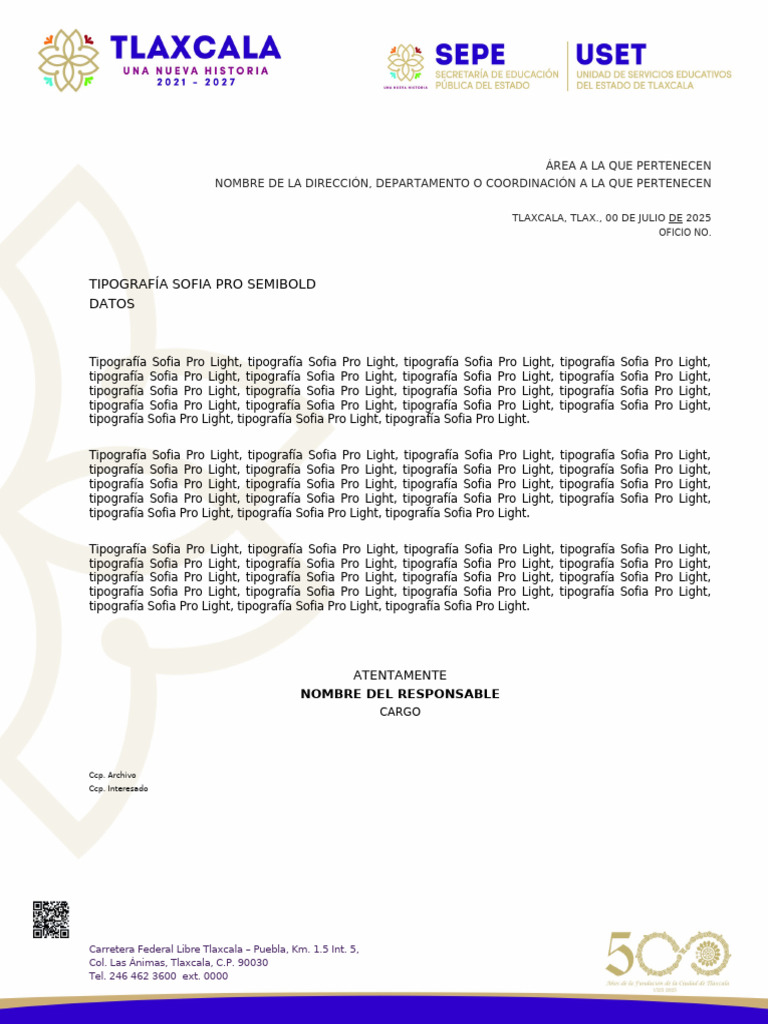 B T - Carta - SEPE USET 2025 500 - Años | PDF